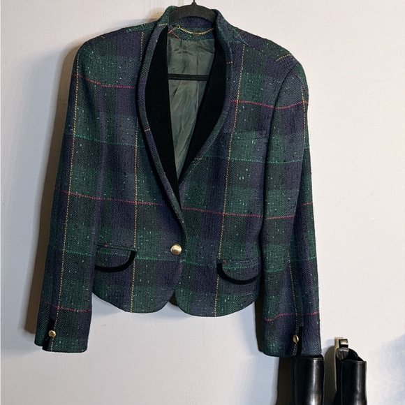 Basler | Jackets & Coats | Basler German Designer Tweed Blazer Velvet ...